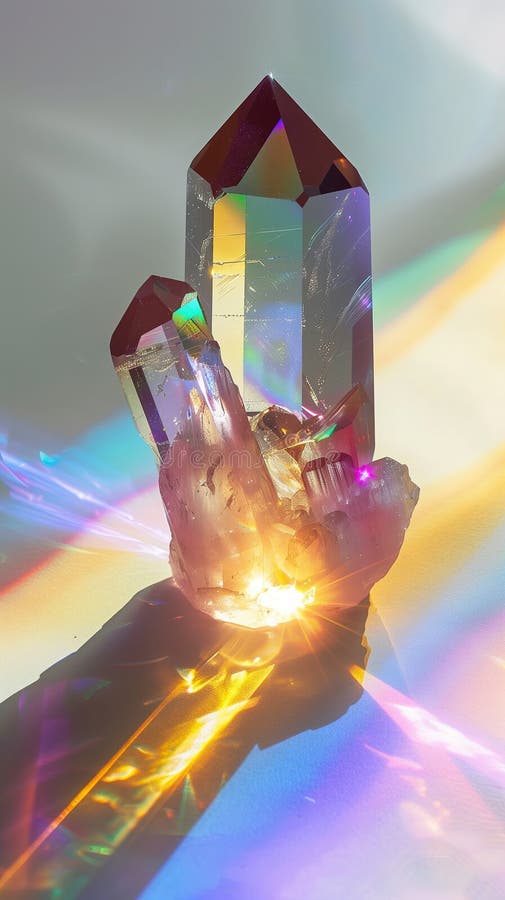 Giant Gem in the Dester, Light Prism Rainbow, Clear Background Stock ...