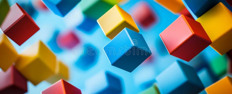 A Colorful Cube Arrangement in a 3D Abstract Geometric Background ...