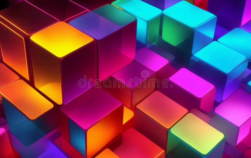A Colorful Cube Blocks, Generative AI Illustration Stock Illustration ...