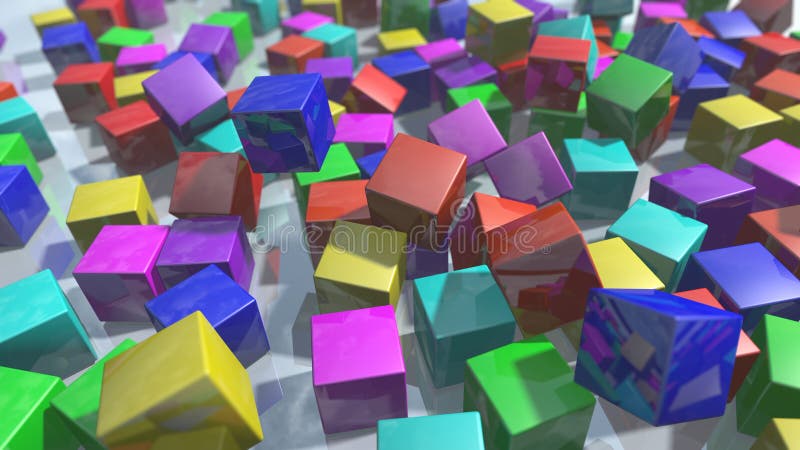 Colorful Cube Blocks Particles. 3D Rendering Stock Illustration ...