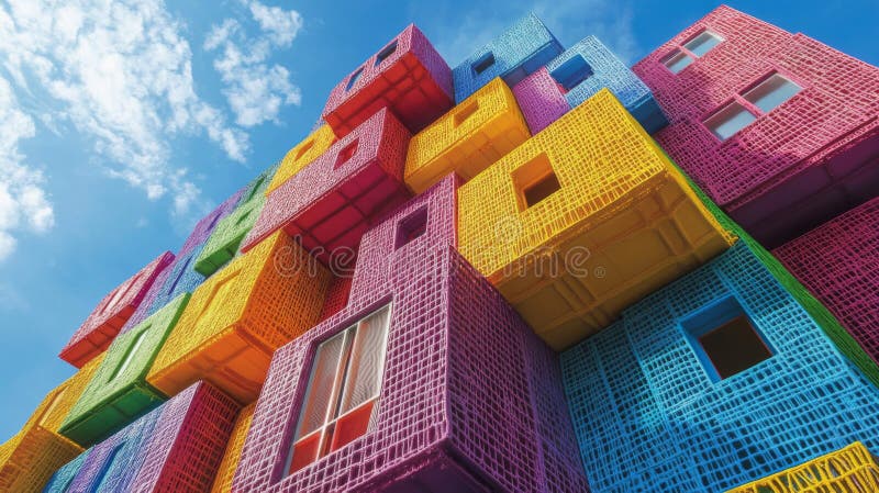 Colorful Cube Building Abstract Architecture Stock Illustration ...