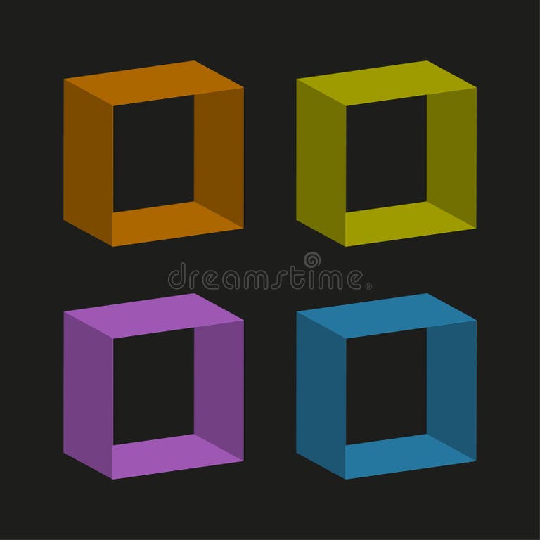 Colorful Cube Collection. Geometric Box Set. Vector Square Shapes ...