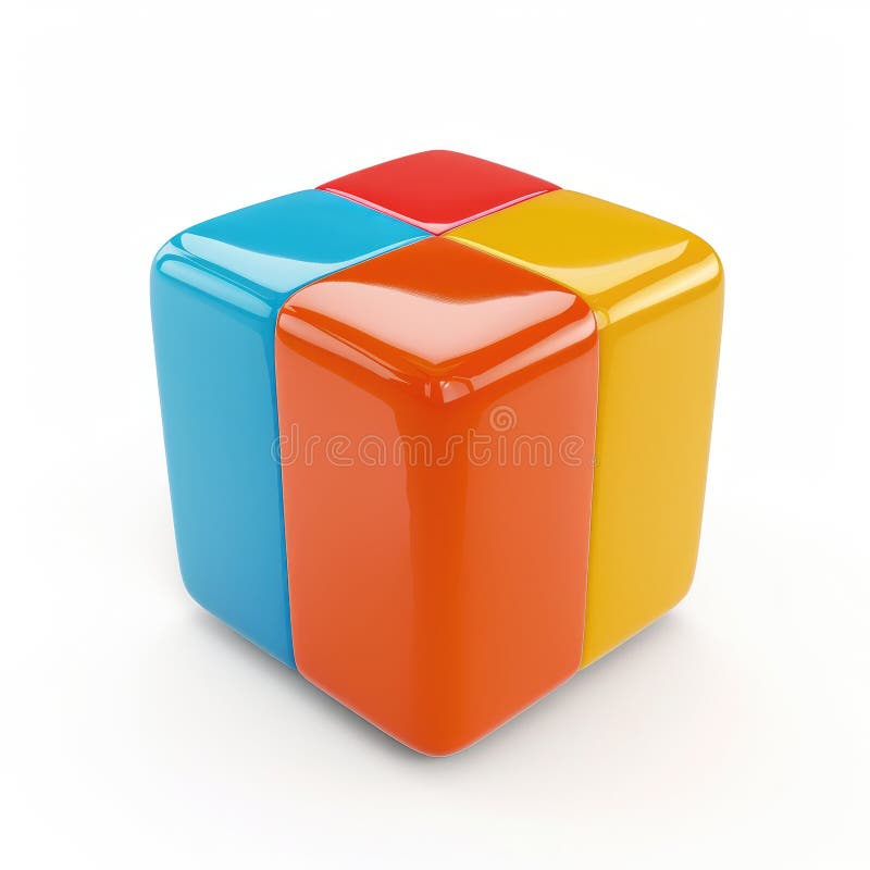 Abstract Colorful Cube: 3D Render of Shiny Blocks Stock Illustration ...