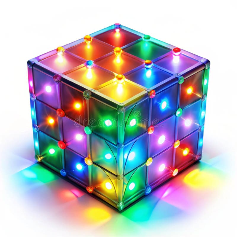 Colorful Cube with Lights Isolated on White Stock Illustration ...