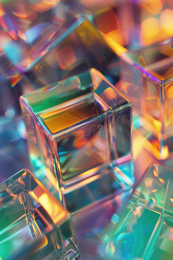 Colorful Cube Made of Glass is Shown in Close Up Stock Illustration ...