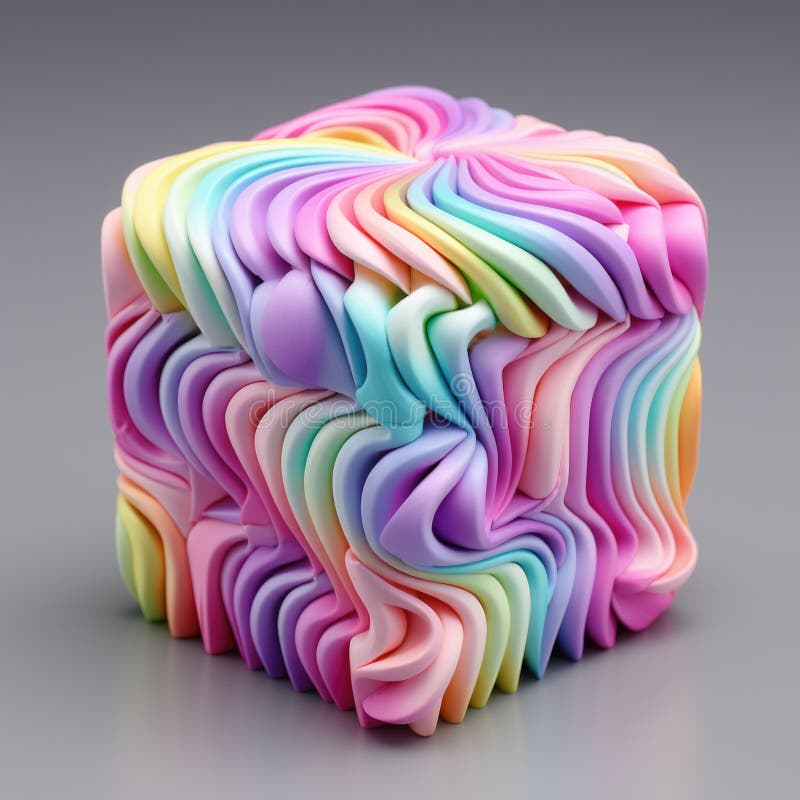 A Colorful Cube Made Out of Plastic with Wavy Lines, AI Stock ...