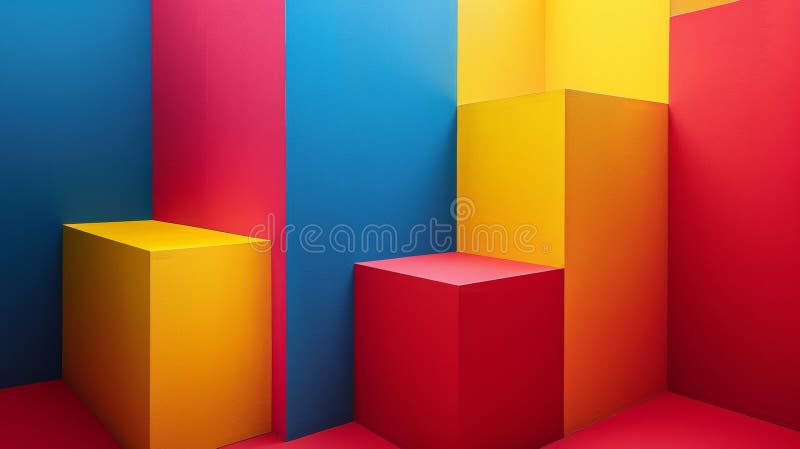 A Colorful Cube Shaped Objects in a Room with Bright Colors, AI Stock ...