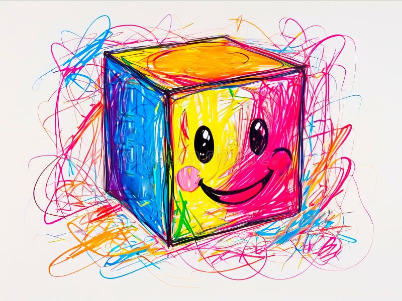 Colorful cube with smile stock image. Image of object - 344605393