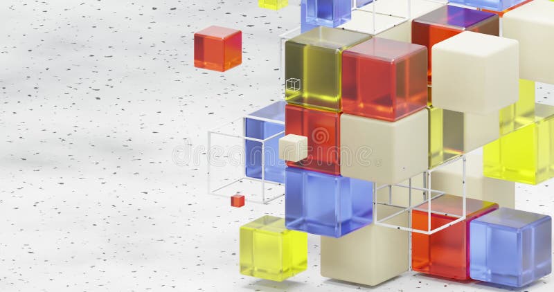 A Colorful Cube Structure Made of Multicolor Glass Blocks. 4K Loop ...