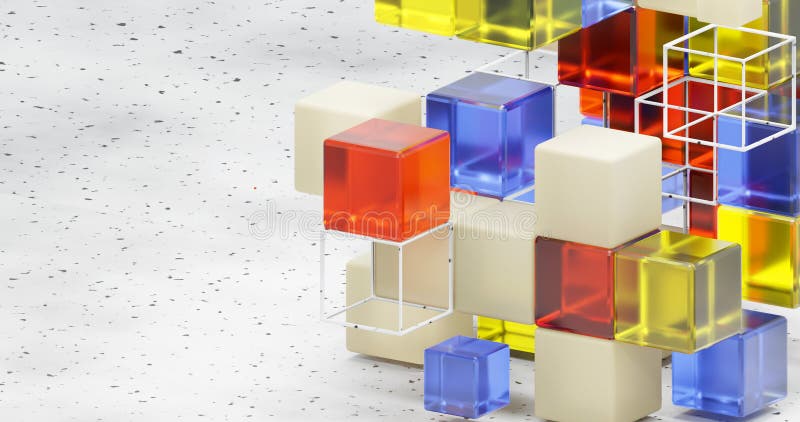 A Colorful Cube Structure with a White Background Stock Illustration ...