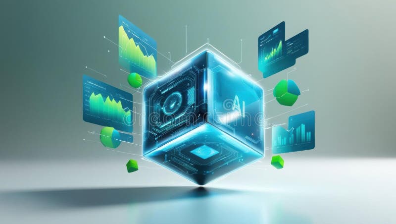 A Colorful Cube Surrounded by Diverse Icons Representing Technology ...