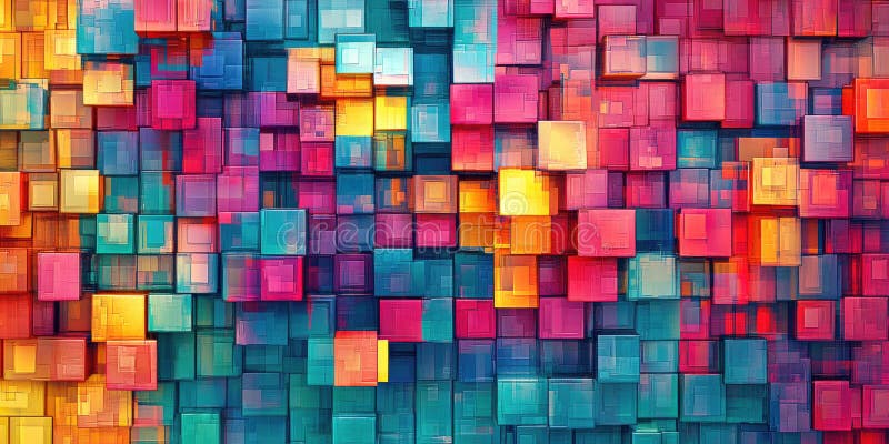 Colorful Cube Wall: Abstract Pattern of Numerous Small Cubes in a ...