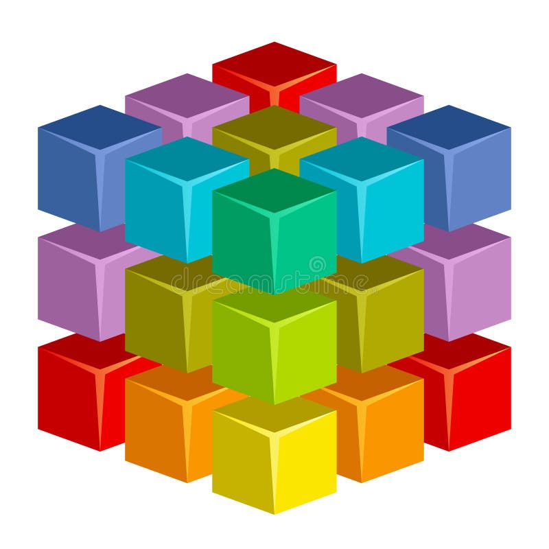 Colorful cube stock vector. Illustration of complete - 69161658