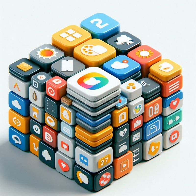 A Colorful Cube with the Word Internet on it. Stock Illustration ...