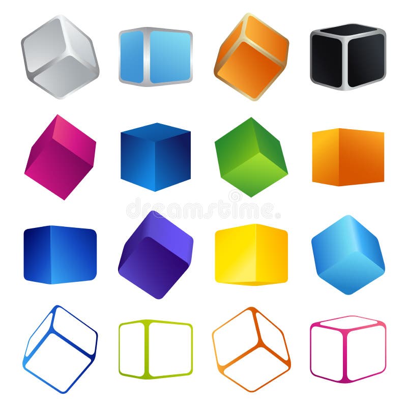 Realistic 3D Color Basic Shapes. Solid Colored Geometric Forms ...