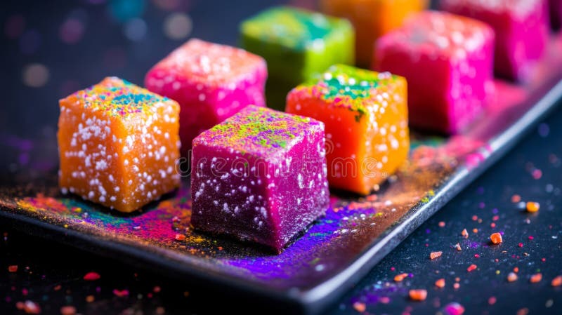 Colorful Cubes of Candy Coated in Powder Stock Illustration ...