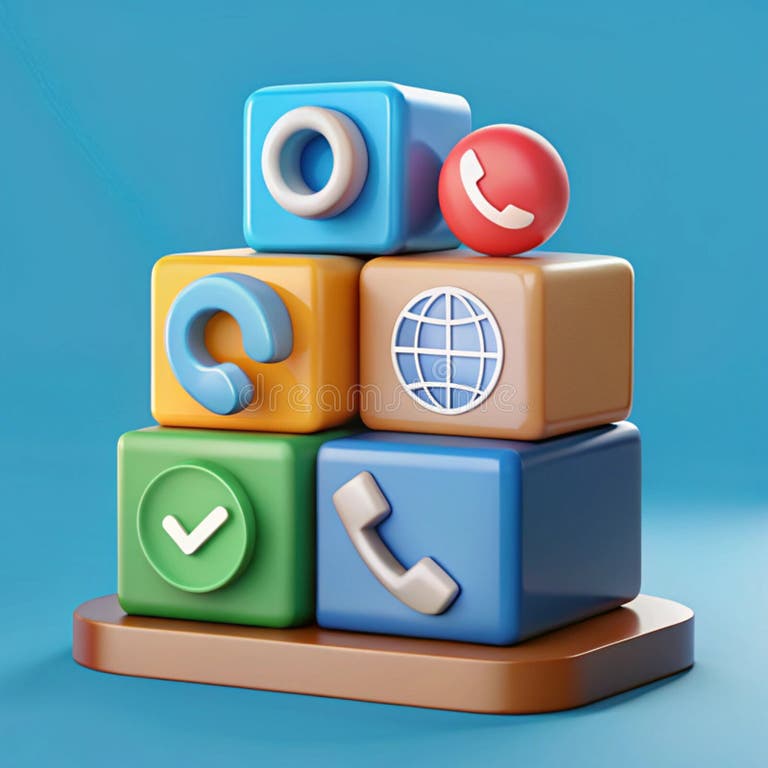 Colorful Cubes with Communication Icons Technology Stock Illustration ...