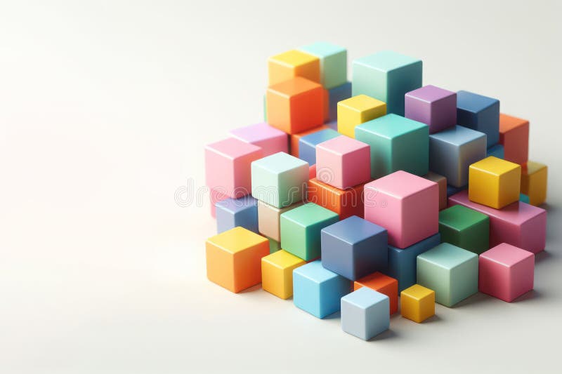 Colorful Cubes of Different Sizes. Space for Text. Stock Illustration ...