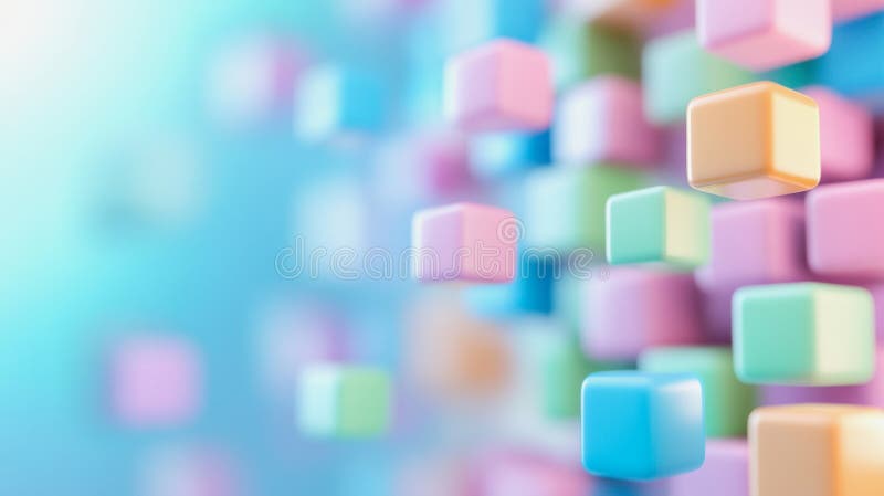 Colorful Cubes Floating in a Blurred Abstract Background Stock Photo ...