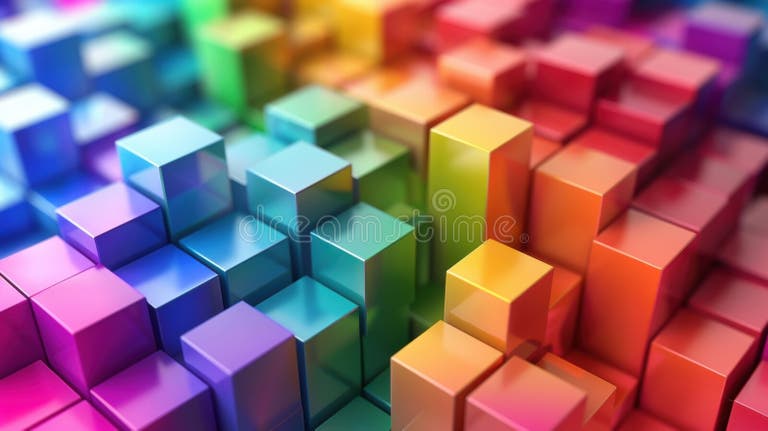 Colorful Cubes Forming a Big Data Visualization Stock Illustration ...