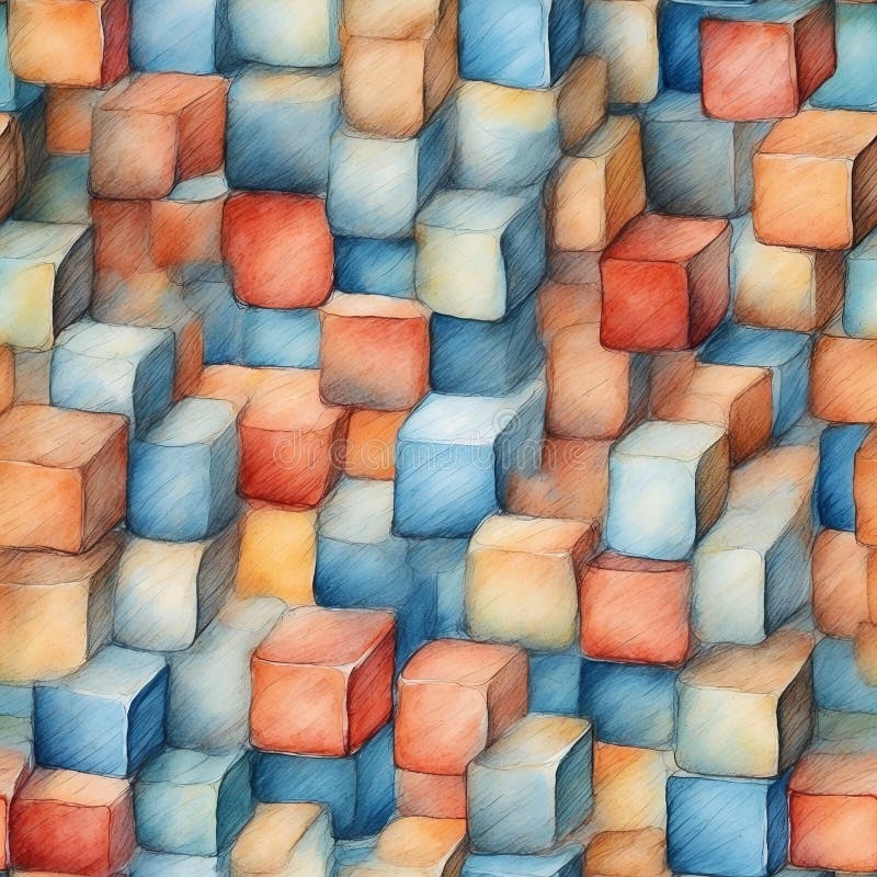 Colorful Cubes Painting. Generative AI. Stock Photo - Image of ...