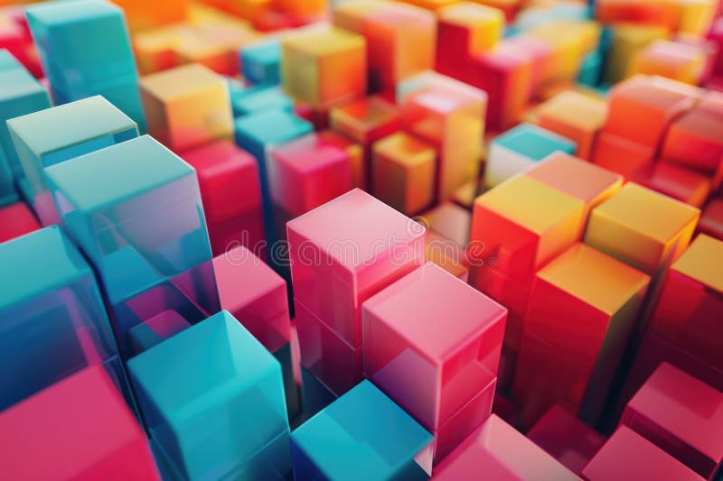 Colorful Cubes in Room stock image. Image of modern - 375836073