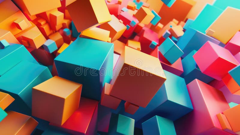 Colorful Cubes in Room stock image. Image of creative - 375547133