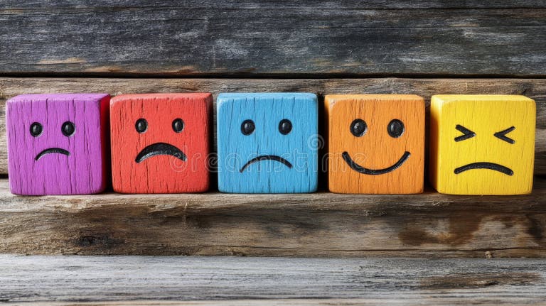 Colorful Cubes Set Against Wood are Utilized To Convey an Array of ...