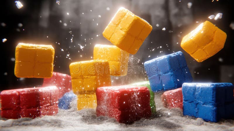 Colorful Cubes Splash in a Dynamic, Playful Scene, Evoking Creativity ...