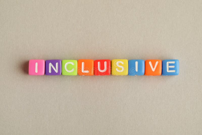 Colorful Cubes with Word Inclusive on Beige Background Stock Image ...