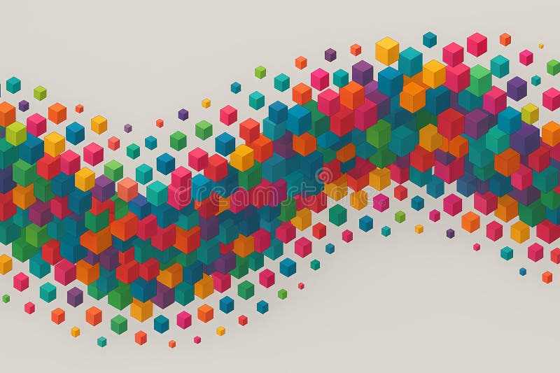 The Abstract Rhythm of Pixel-style Colorful Cubic Blocks. Stock ...