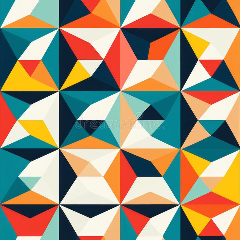 Colorful Cubist-inspired Triangles Seamless Pattern for Surface ...