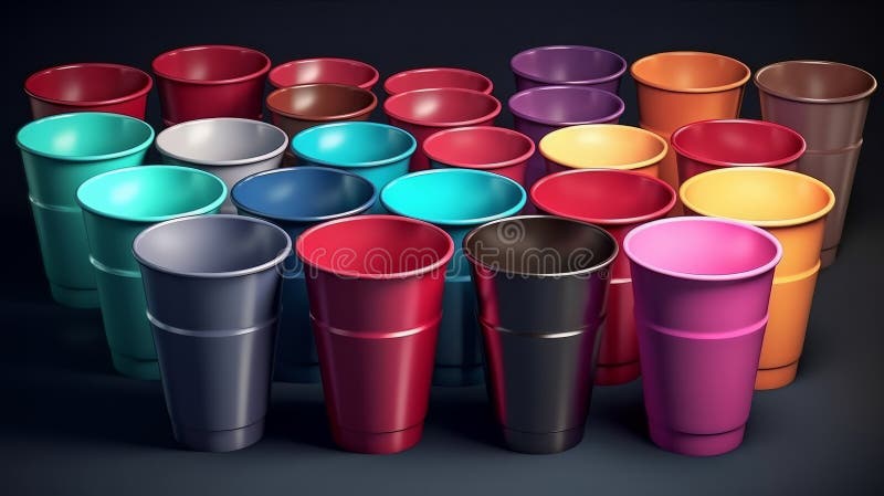 A Colorful Cup Collection on a Table. Generative Ai Stock Image - Image ...