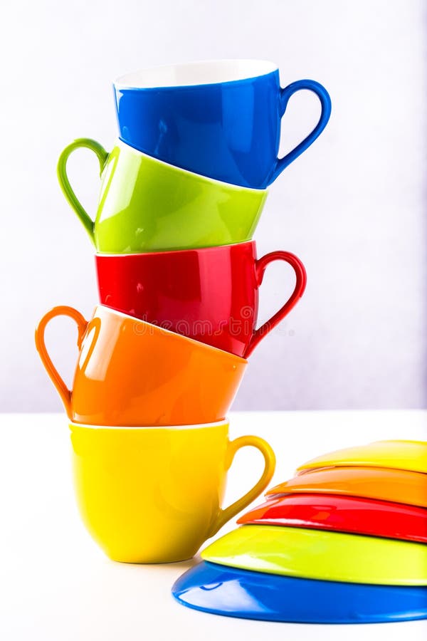 Row of Colorful Coffee Cups Stock Photo - Image of mugs, pink: 2132108
