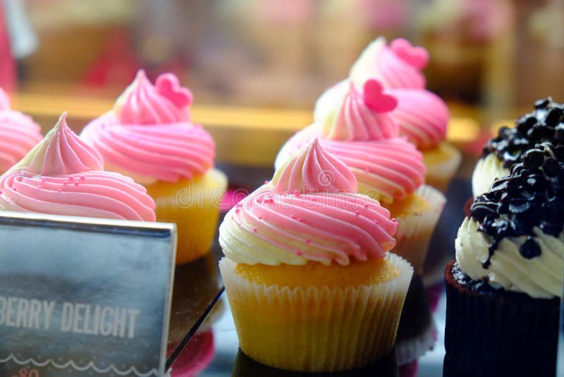 Colorful Cupcake in the Showcase Stock Image - Image of holiday ...
