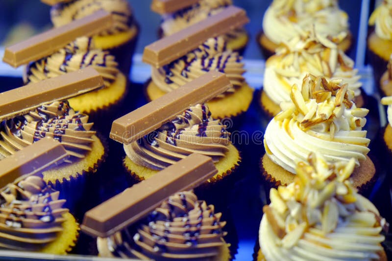 Colorful Cupcake in the Showcase Stock Photo - Image of dessert, cafe ...