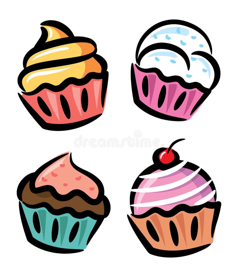 Cupcake doodle stock illustration. Illustration of collection - 29838569