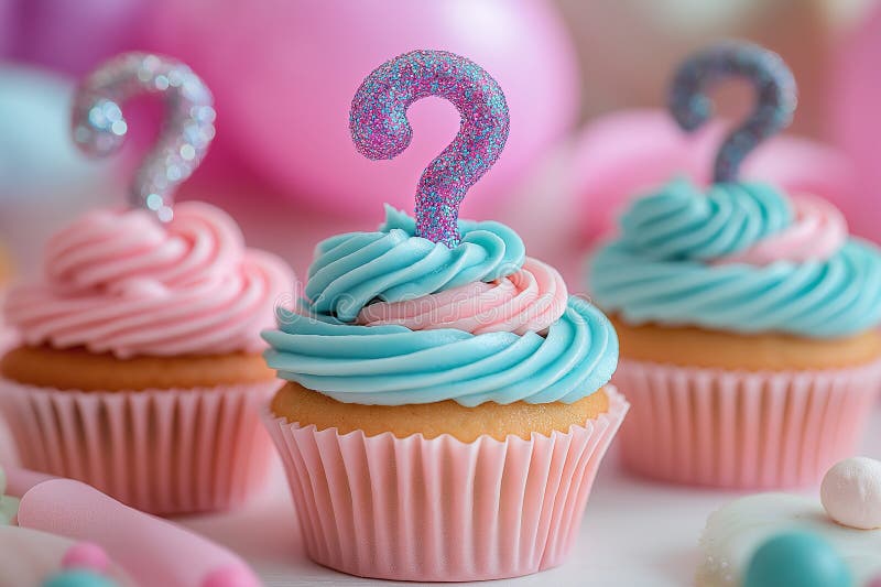 Colorful Cupcakes with Question Marks for a Fun Celebration Stock Image ...