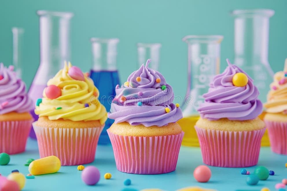 Colorful Cupcakes stock photo. Image of food, scientific - 363810314