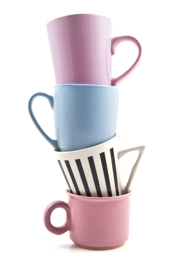 Colorful cups stock photo. Image of four, stacked, colours - 21077156