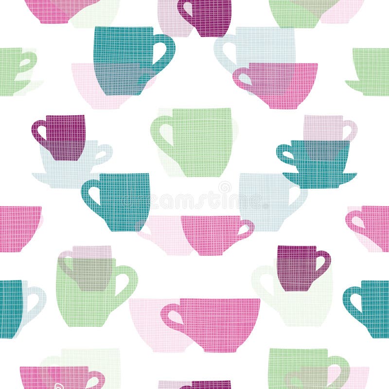 Green Tea Cups Seamless Pattern Background Stock Vector - Illustration ...