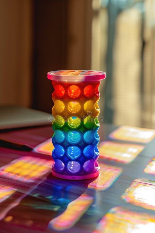 Colorful Cups Stack Table stock photo. Image of party - 374158014