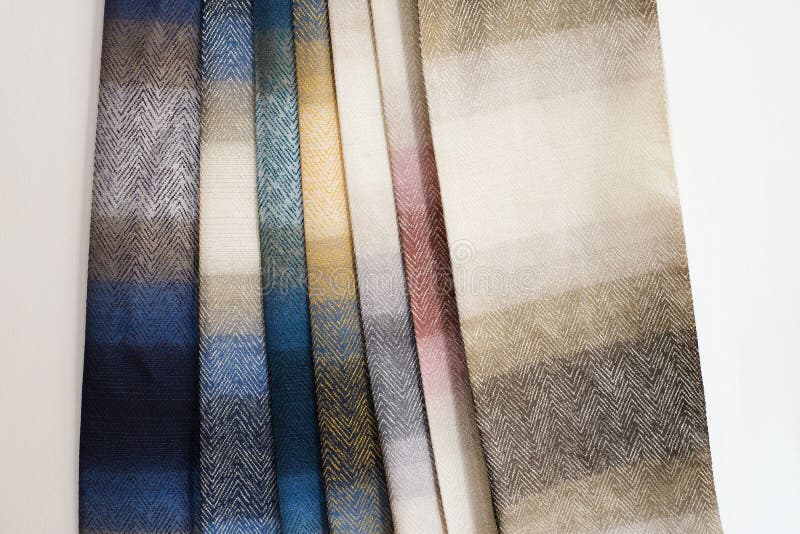 Colorful Curtain Fabric Samples. Multiple Color Fabric Texture Samples ...