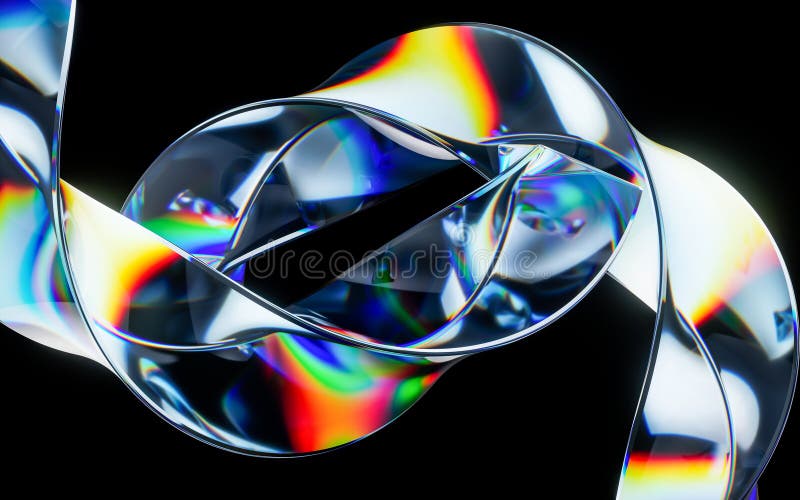 Colorful Curve Glass with Dispersion, 3d Rendering Stock Illustration ...