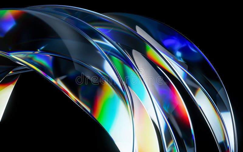 Colorful Curve Glass with Dispersion, 3d Rendering Stock Illustration ...