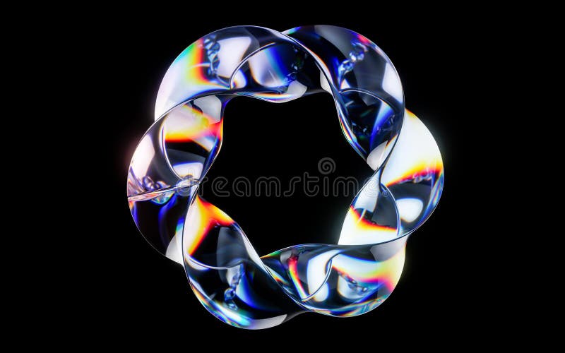 Colorful Curve Glass with Dispersion, 3d Rendering Stock Illustration ...