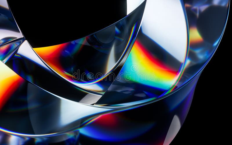 Colorful Curve Glass with Dispersion, 3d Rendering Stock Illustration ...