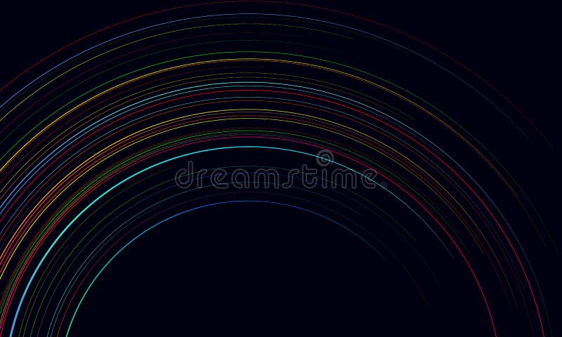 Colorful Curve Speed Line Abstract Technology Background. Circle Form ...