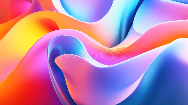 Colorful Curved Forms with Rainbow Gradient Create a Vibrant Abstract ...