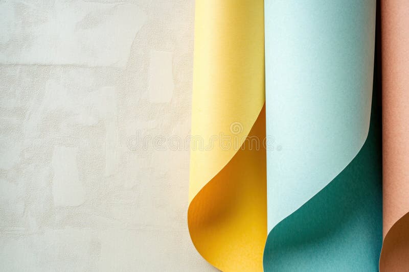 Colorful Curved Paper Sheets Layered on Textured Wall Stock Image ...